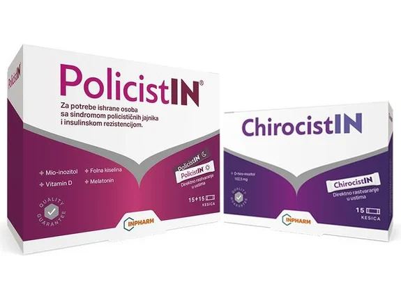 Inpharm PolicistIN 15+15 kesica + ChirocistIN 15 kesica, set 1+1, za policistične jajnike i insulinsku rezistenciju