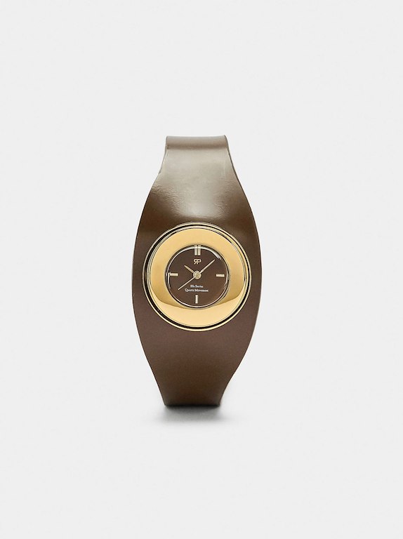 WATCH WITH WIDE LEATHER-EFFECT BRACELET