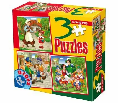 D Toys Puzzle za decu Fairy tales, 3 komada