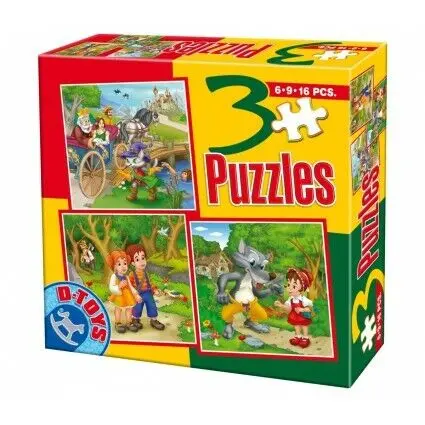D Toys Puzzle za decu Fairy tales, 3 komada