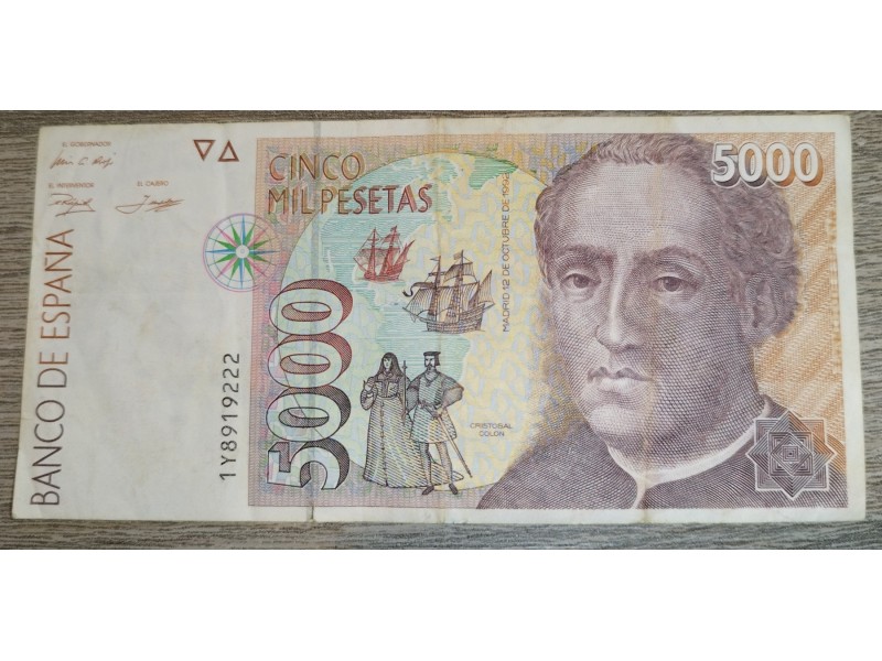 J34 5000 pesetas Spanija 1992