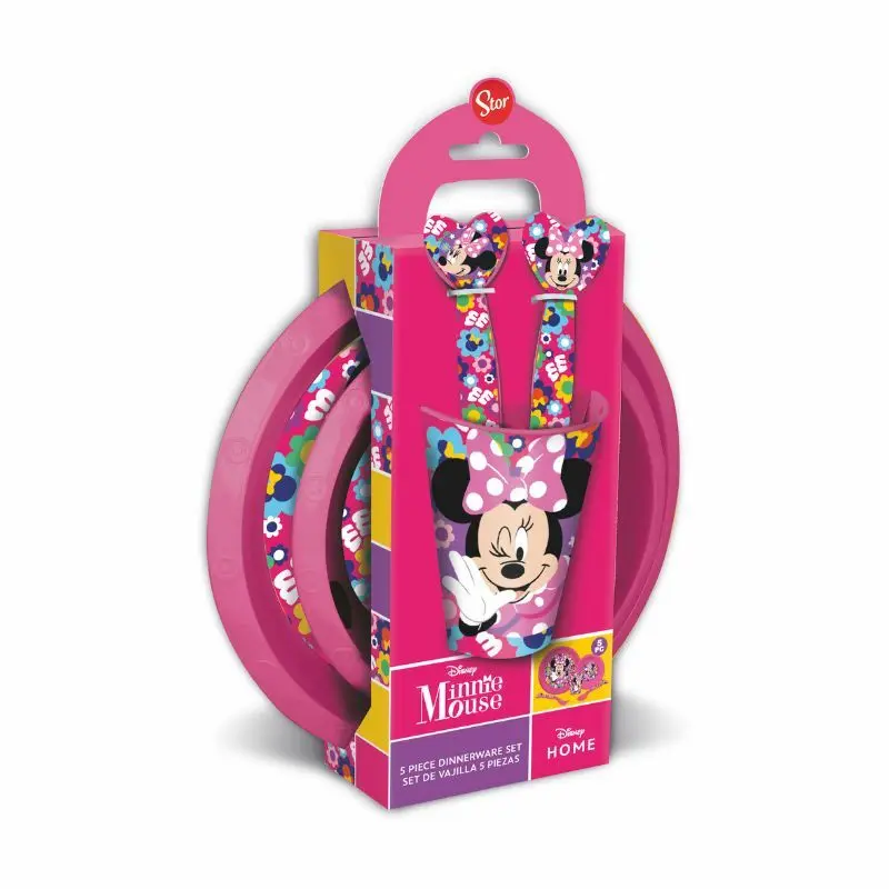 Stor Dečiji set za užinu Minnie, 5 delova, Roze