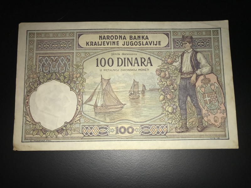 KRALJEVINA JUGOSLAVIJA 100 DINARA.1929.
