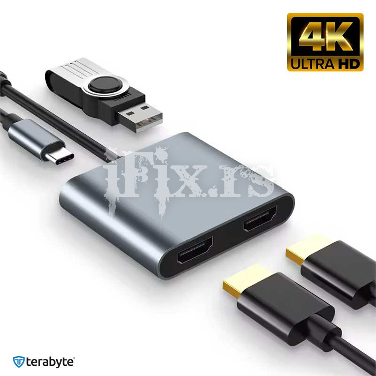 4u1 Hub USB-C na HDMI×2 PD USB 3.0