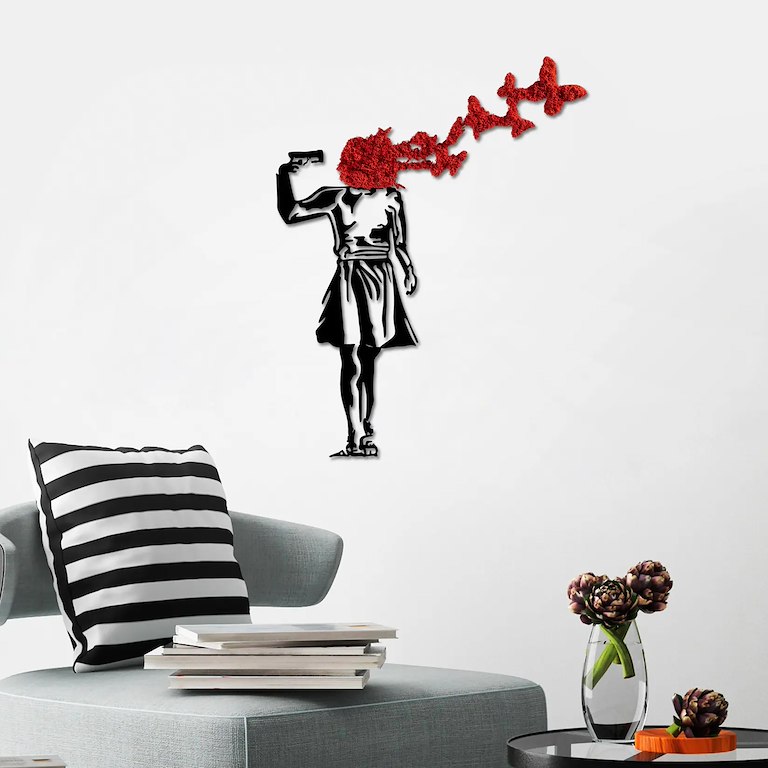 Wallity Zidna dekoracija Banksy-9-1, 66x51 cm, 1.5 mm, Crno-crvena