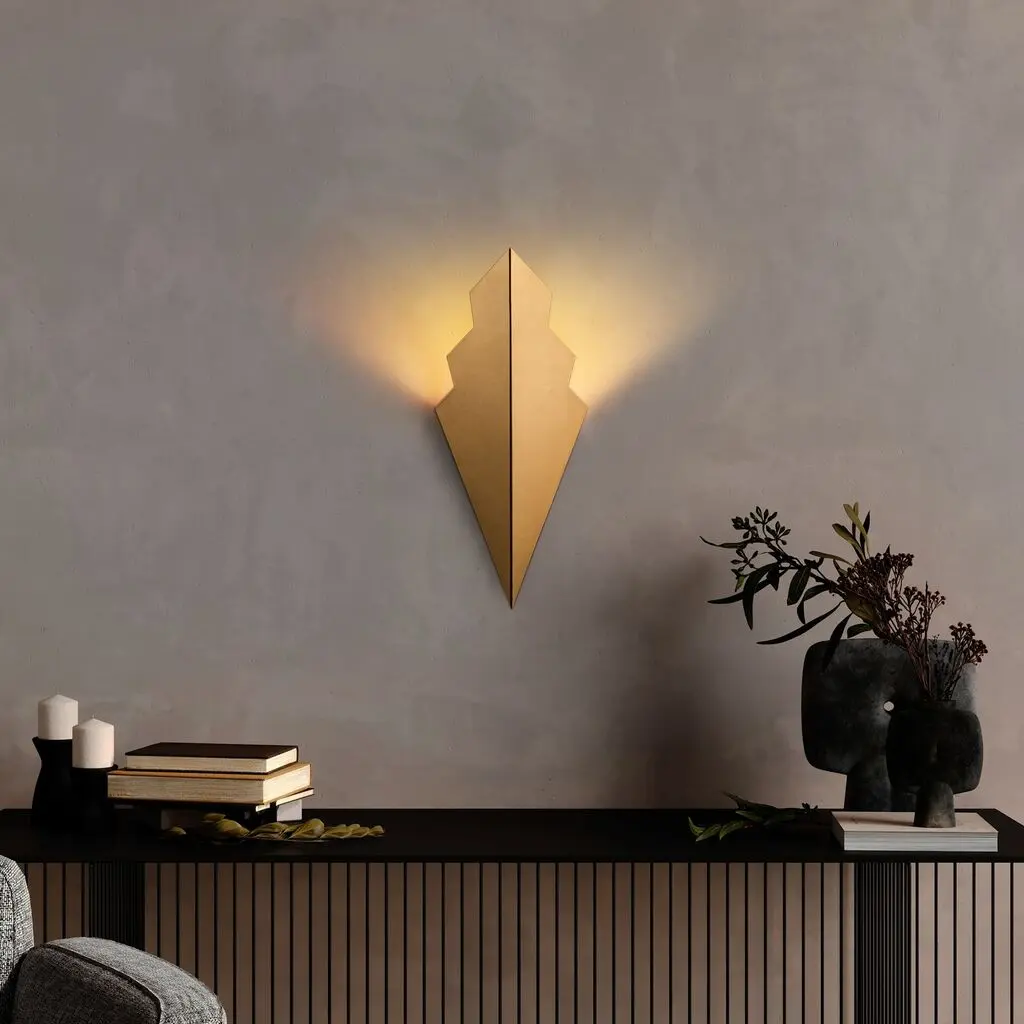 Opviq Zidna lampa Arrow-15171, 17x40x15cm, IP20, Zlatna boje