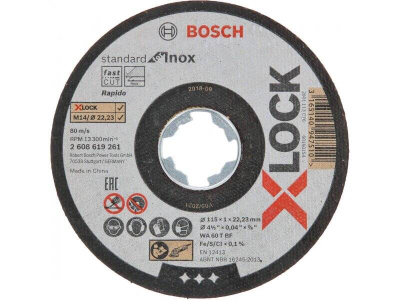 BOSCH X-LOCK STANDARD FOR INOX 10X115X1X22,23 MM ZA RAVNO SEČENJE – 2608619266