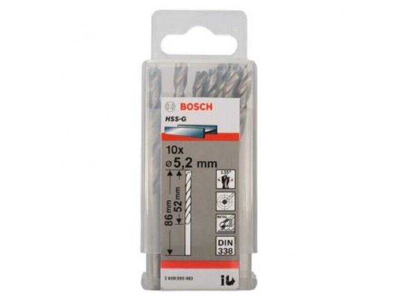 BOSCH BURGIJA ZA METAL HSS-G, DIN 338 5,2 X 52 X 86 MM PAKOVANJE OD 10 KOMADA