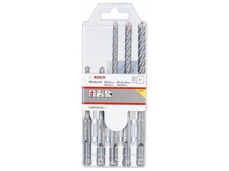 BOSCH 5-DELNI SET HAMER BURGIJA SDS PLUS-5X 2608833910, 5 6 6 8 10 MM