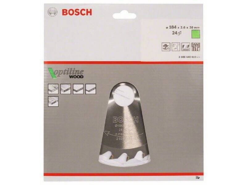 BOSCH LIST KRUŽNE TESTERE OPTILINE WOOD 184 X 30 X 2.6 MM. 24
