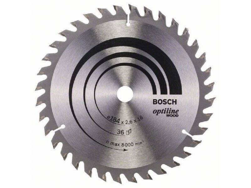BOSCH LIST KRUŽNE TESTERE OPTILINE WOOD 184 X 16 X 2.6 MM. 36