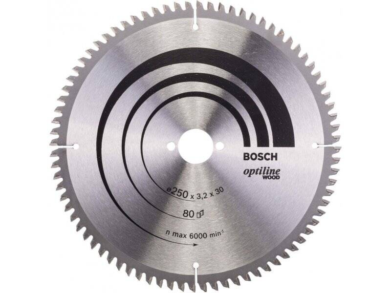 BOSCH LIST KRUŽNE TESTERE OPTILINE WOOD 250 X 30 X 3.2 MM. 80 (2608640645)