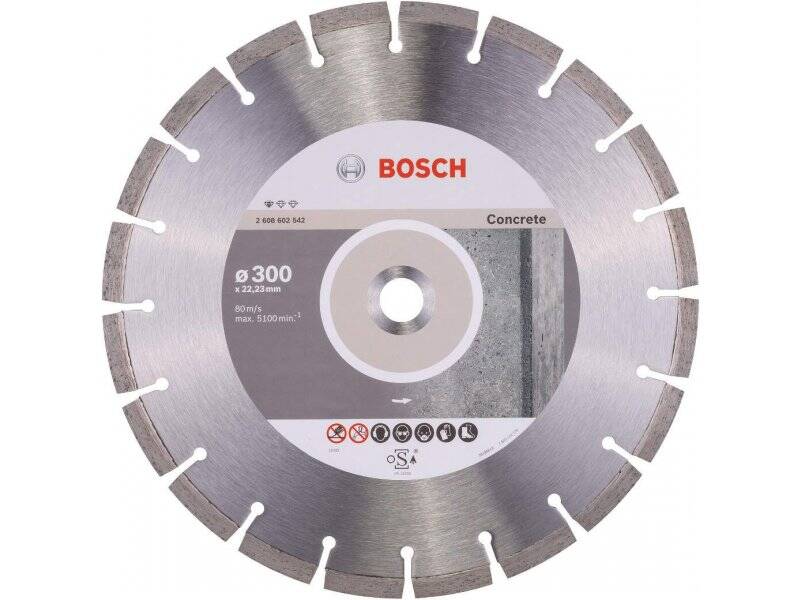 BOSCH DIJAMANTSKA REZNA PLOČA ZA BETON STANDARD FOR CONCRETE 300 X 22,23 X 3,1 X 10 MM PAKOVANJE OD 1 KOMADA – 2608602542