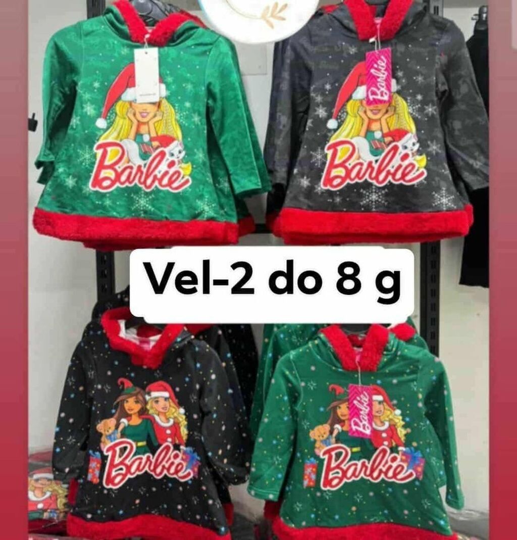   Dečije zimske dukserice/haljinice sa kapuljačom – Barbie motiv ✅2999