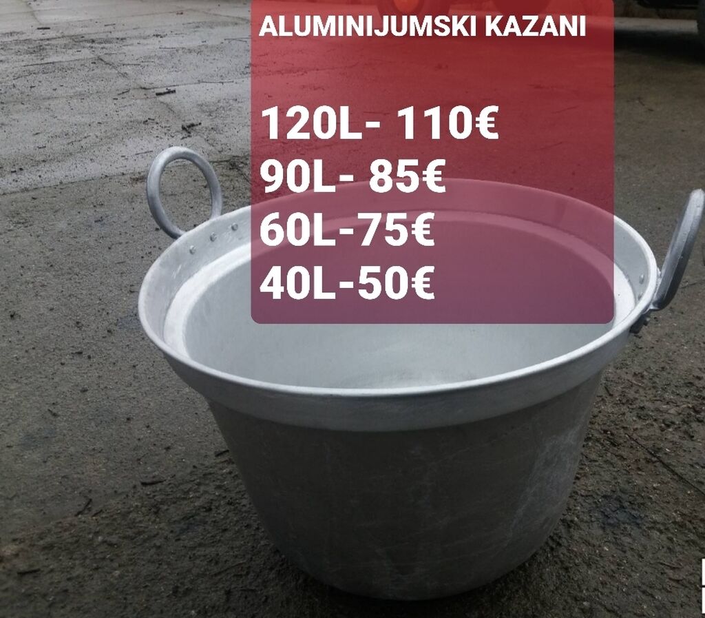 Aluminijumski kazani – više zapremina - Dostupne zapremine i cene