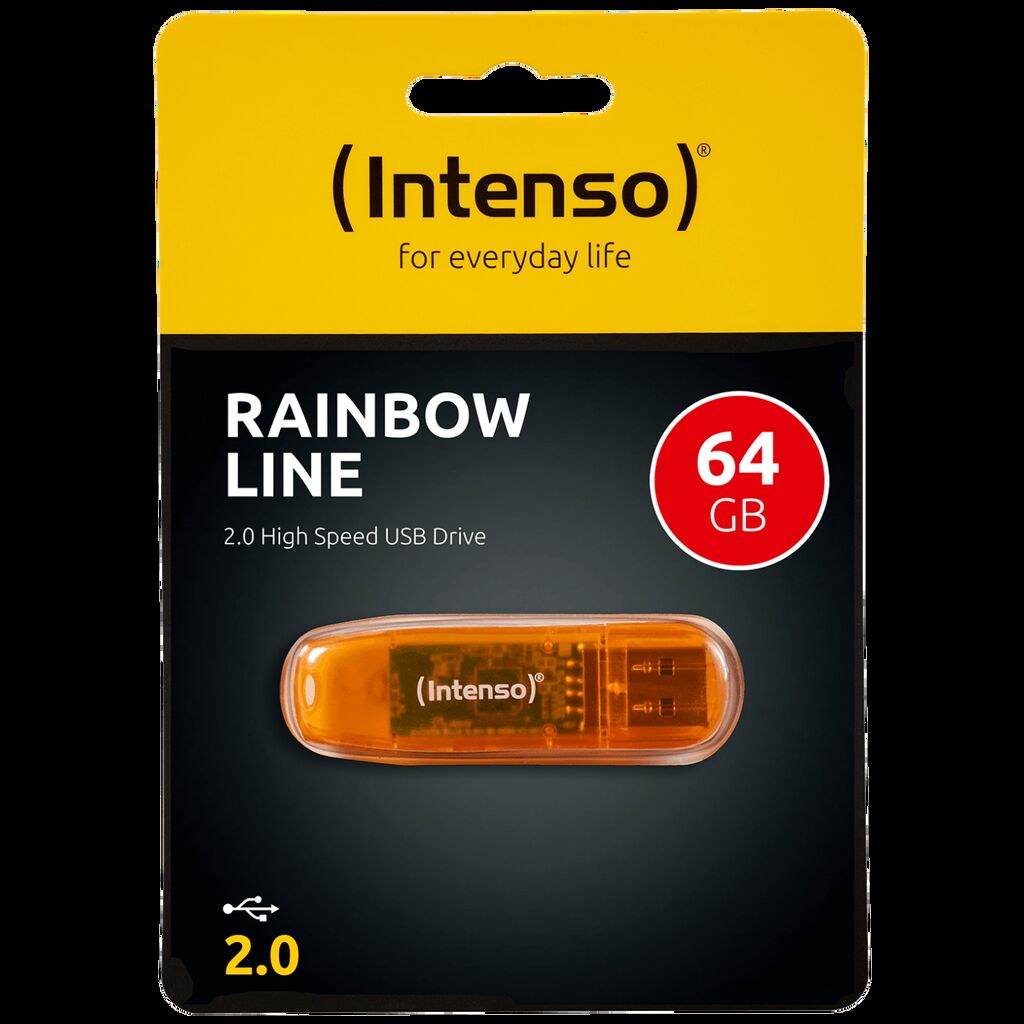 USB Flash drive 64GB Rainbow Line, narandžasta boja, materijal