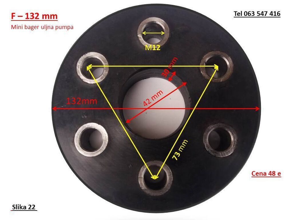 Prirubnica za mini bager – uljna pumpa Spoljni precnik spojnice
