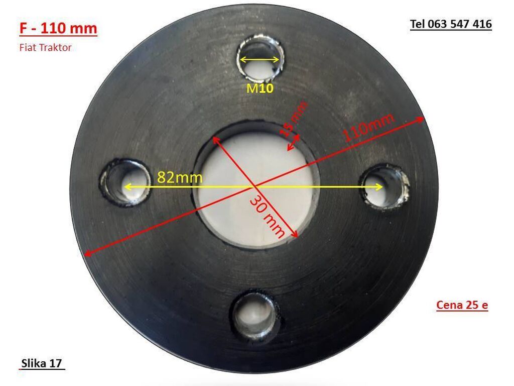 Spojnica prirubnica za Fiat traktor - Prečnik rasporeda rupa (PCD)