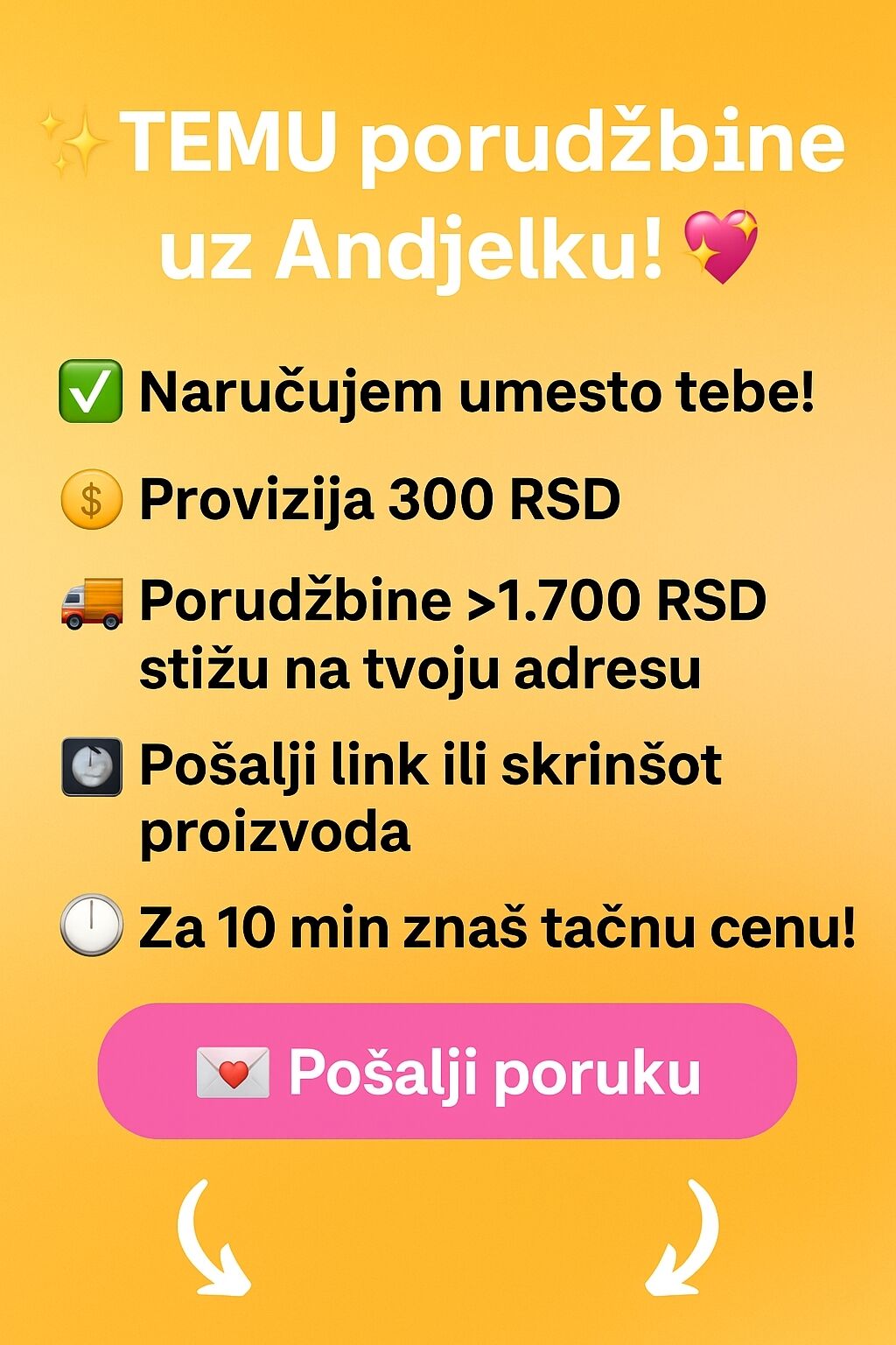 Usluga: TEMU porudžbine uz Anđelku - Naručujem umesto tebe – šalješ
