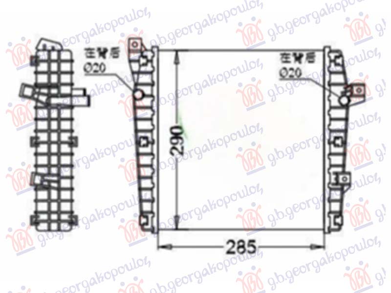 HLADNJAK MOTORA DODATNI 3.0 TSI HIBRID (AUTO) (CENTAR) (268×287) VW TOUAREG (2010-2014) (OEM: 7P0121212, 95810621200)