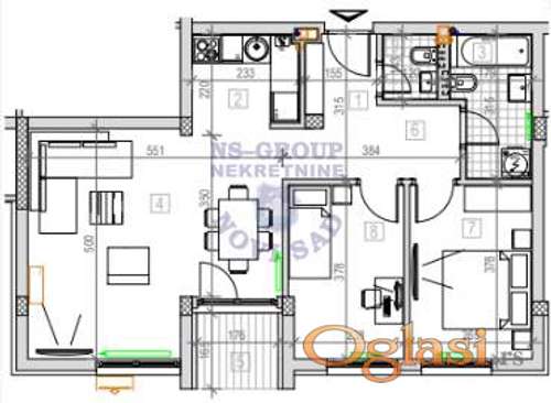 Podbara - 66m2 - trosoban