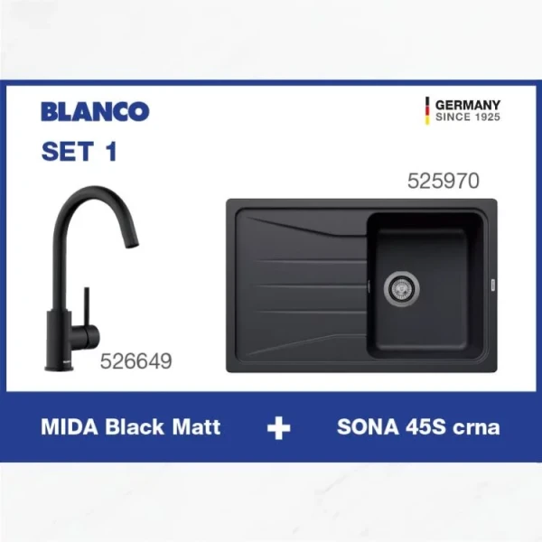 BLANCO SET (SONA 45 S crna + MIDA Black Matt)