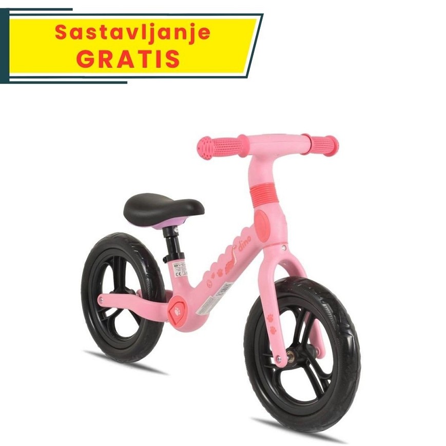 Balance bike 12" GALAXY DINO roza