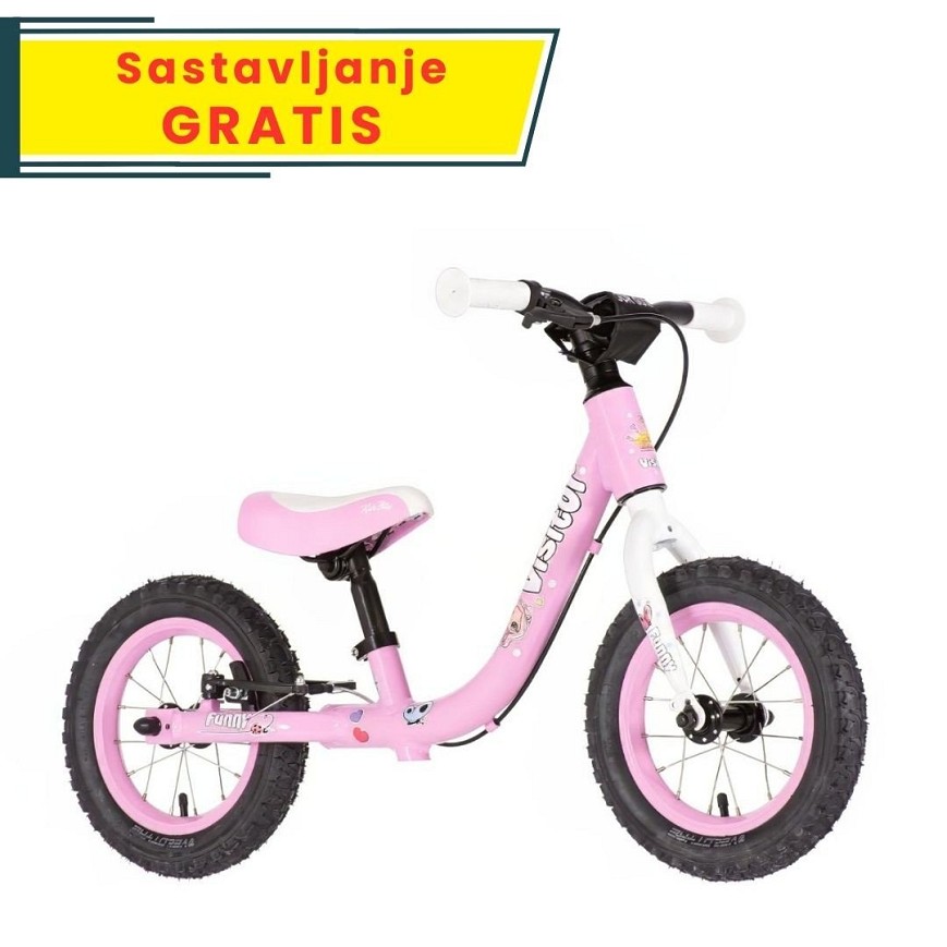 Balance bike Visitor Gur Gur 12" roze beli