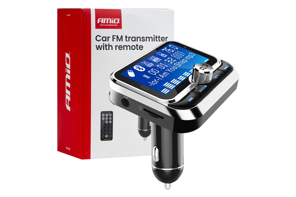 Automobilski FM predajnik sa daljinskim upravljačem 2×USB-A 12V 24VAMIO-04657 Proizvod meseca