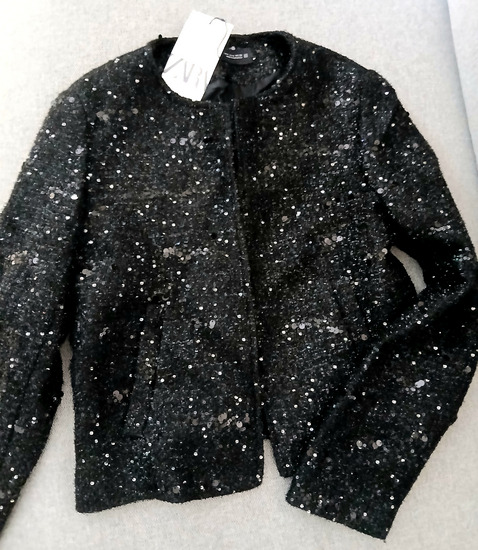 ZARA sako/jakna tvid i šljokice.Novo.