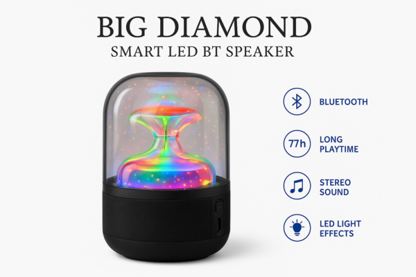 Big Diamond Smart LED Bluetooth Zvučnik – Pametni Zvučnik sa LED Osvetljenjem