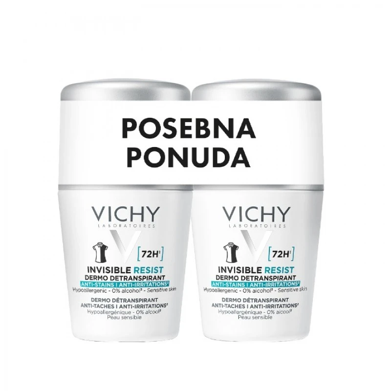 VICHY DÉODORANT PROMO PAKET 2X50ML INVISIBLE RESIST 72H - DEZODORANS PROTIV MRLJA I NADRAŽENOSTI