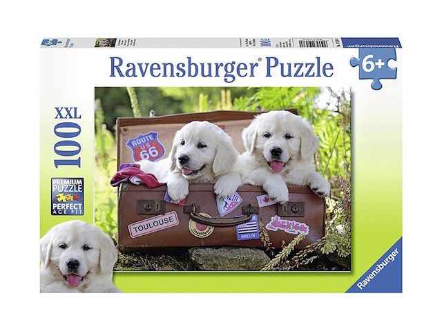 Ravensburger puzzle puzle - XXL - Životinje - Kučići - Travelling Pups   100 delova RA10538