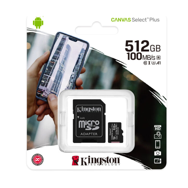 MEMORIJSKA KARTICA KINGSTON SELECT PLUS MICRO SD 512GB CLASS 10 UHS U1 100MB/S + ADAPTER