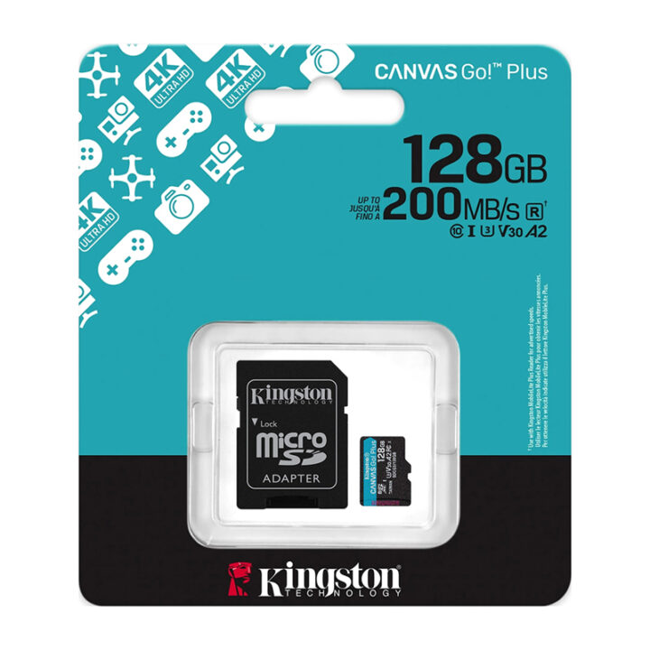 MEMORIJSKA KARTICA KINGSTON CANVASGO!PLUS MICRO SD 128GB + AD. 170/MBS 4K SDCG4/128GB