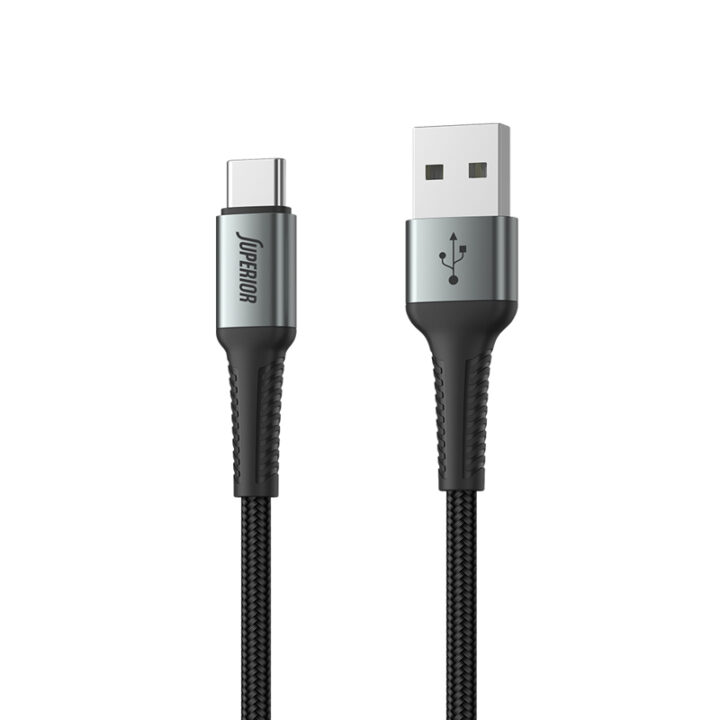USB DATA KABAL SUPERIOR SU-K108 PLETENI FAST 27W 3A USB A NA TYPE-C 2M CRNI