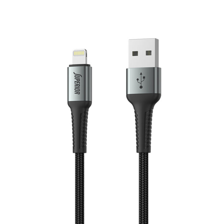 USB DATA KABAL SUPERIOR SU-K104 PLETENI FAST 12W 2.4A USB A NA LIGHTNING 1M CRNI