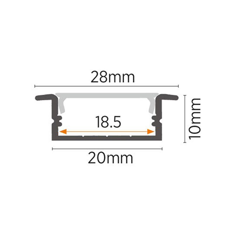 MA2010 Aluminijumski profil za LED trake 20x10x2000mm sa difuzorom 2m Mitea Lighting