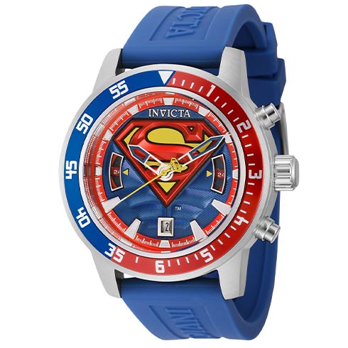 INVICTA DC COMICS MEN 45MM STAINLESS STEEL STEEL BLUE+RED+YELLOW DIAL VD31 QUARTZ