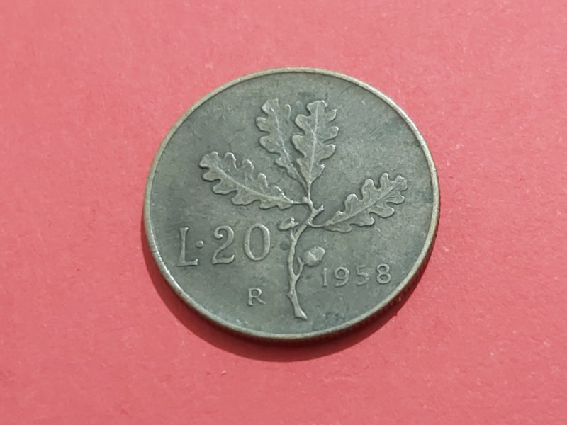 Italija - 20 lira 1958 god