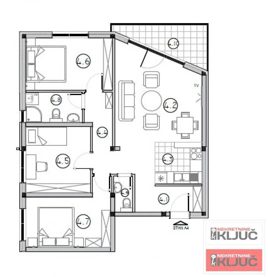 Prodaja, četvorosoban stan, 79m², Sremska Kamenica, Petrovaradin