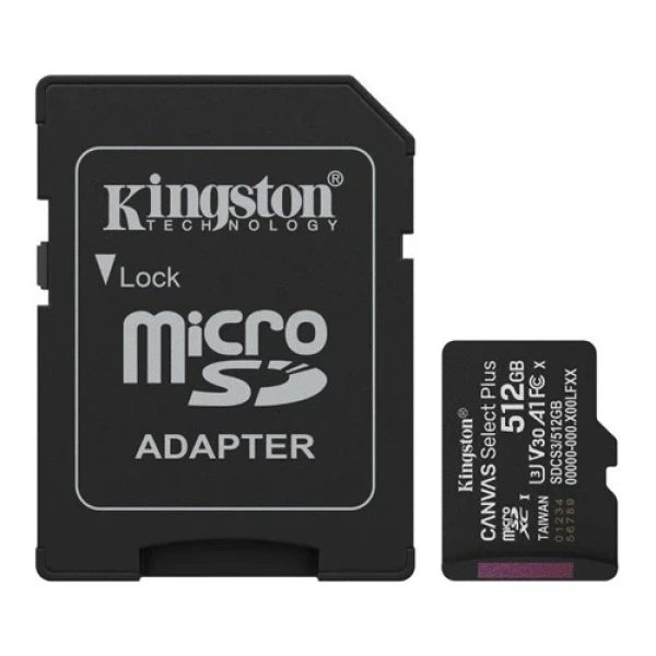 Micro SD Card 512GB Kingston + SD adapter SDCS3512GB class 10