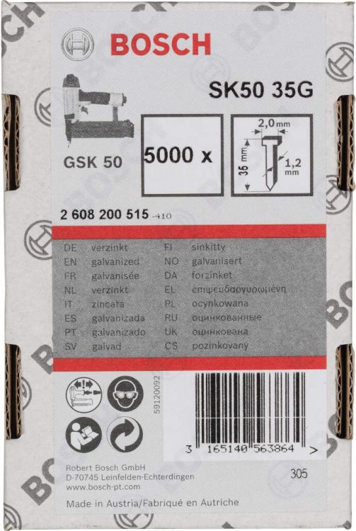 Bosch ekseri u redeniku sa upuštenom glavom, pocinkovani SK50 35G 1,2 mm, 35 mm, pocinkovana - 2608200515