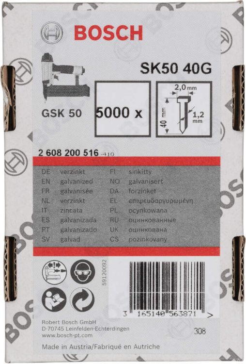 Bosch ekseri u redeniku sa upuštenom glavom, pocinkovani SK50 40G 1,2 mm, 40 mm, pocinkovana - 2608200516