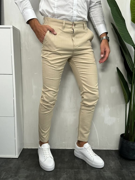 Muške elegantne pantalone u bež boji