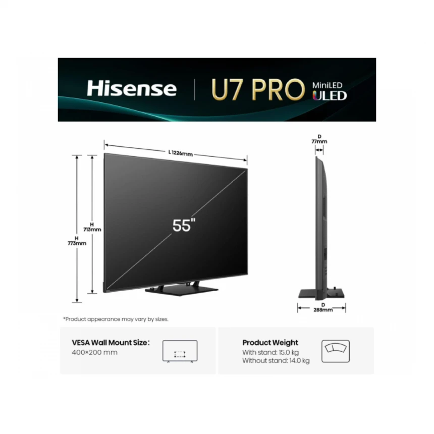 HISENSE 55 inča 55U7Q PRO ULED Mini-LED 4K UHD Smart TV