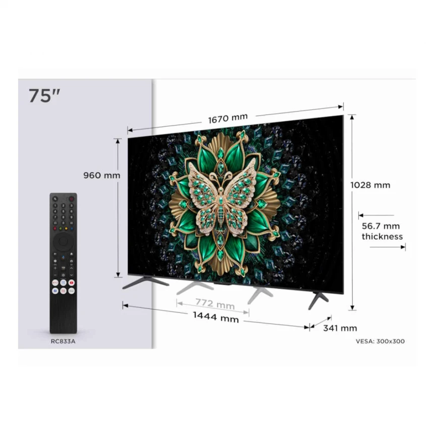 Televizor TCL 75C6K/MiniLED-QLED/75"/4K UHD/144Hz/Google TV/crna