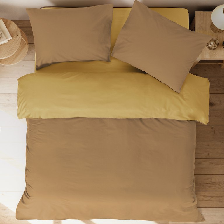 Posteljina CB SIMPLE SET BICOLOR DOUBLE - Brown/Mustard