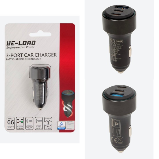 66W Car Charger GaN 3-Port