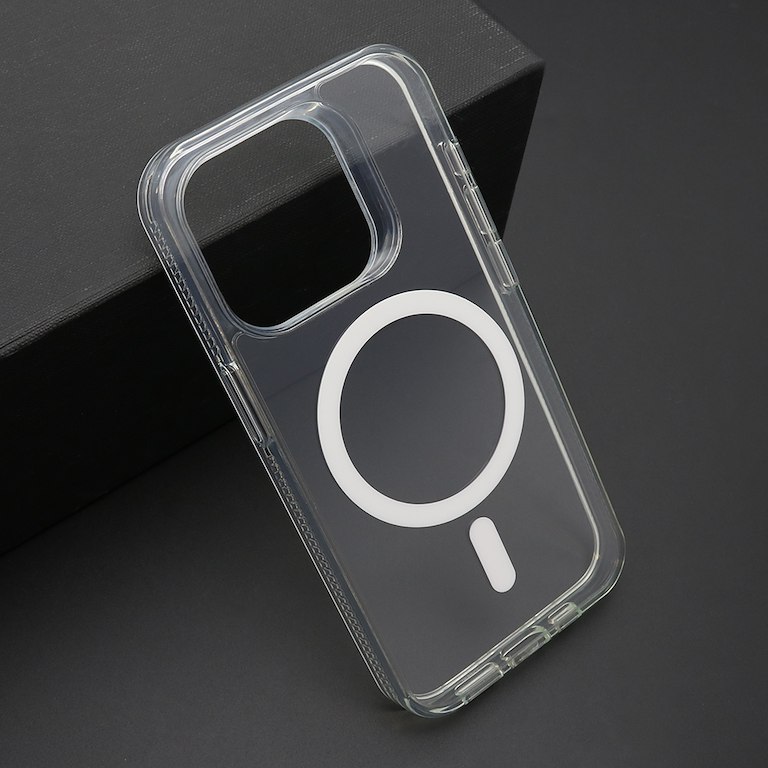 Zastitna maska (futrola) COLOR okvir MagSafe - iPhone 15 Pro (6.1) srebrna (providna) (MS)